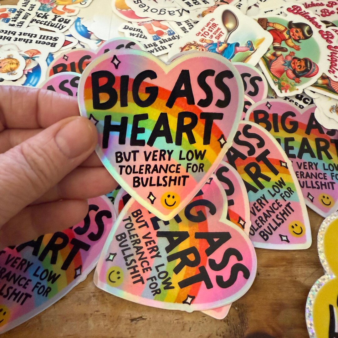 Big Ass Heart Rainbow Sticker – Funny Vinyl Sticker for Laptop, Water ...