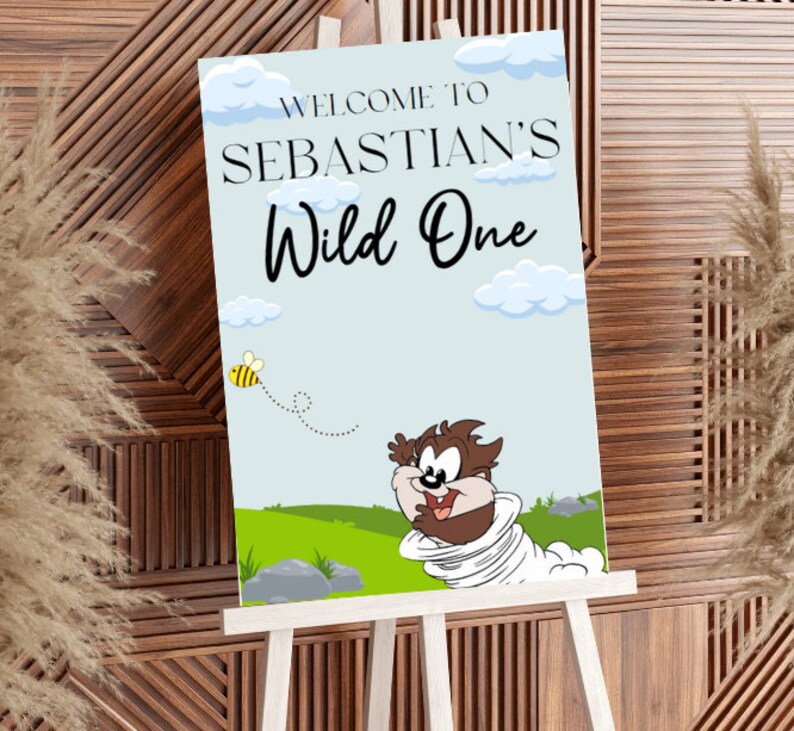 Baby Taz Welcome Birthday Banner Party Decor, Wild One - Etsy