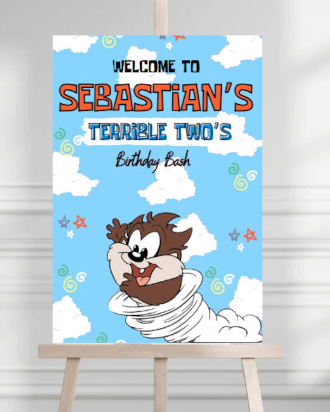 Baby Taz Welcome Birthday Banner Party Decor, Terrible Two's - Etsy