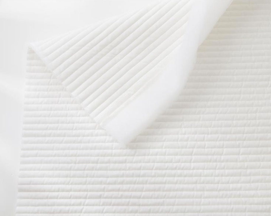 Double Layered, Quilted Padding, Washed Cotton Fabric in off White and ...