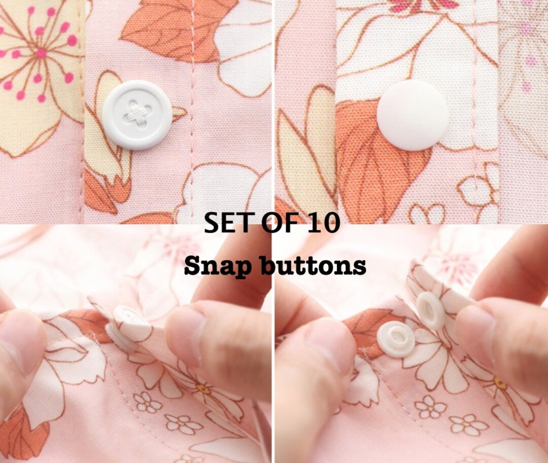 SET OF 10 Snap Buttons Solid 24 Colours Prong Press Button Fasteners ...