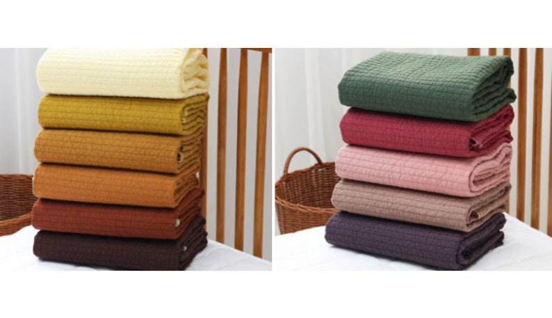 Double Layered, Quilted Padding, Washed Cotton Fabric in 16 Colours ...