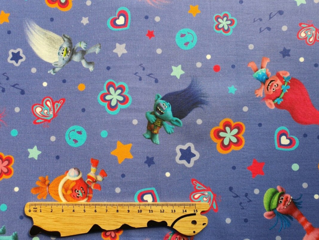 By Yard, Dreamworks Trolls Character Print, 100% Cotton Fabric - Etsy