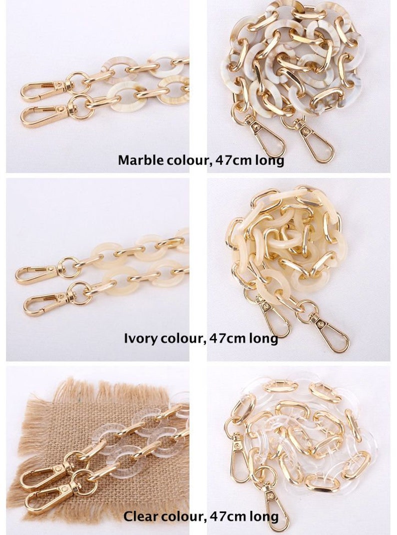 Colourful Acrylic & Metal Chain Strap for Handbag, Tote Bag, Purse ...