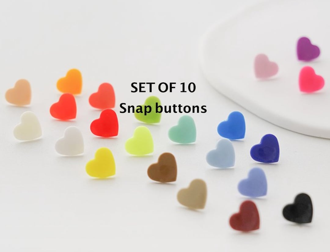 SET OF 10 Snap Buttons Solid 24 Colours Prong Press Button Fasteners ...