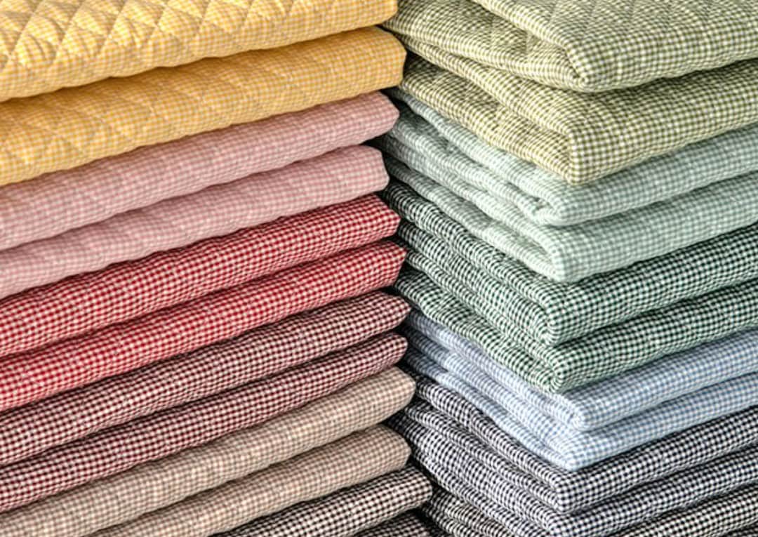 By Yard, Pre Quilted Padding Batted Checked Pattern Cotton Fabric, 12 ...