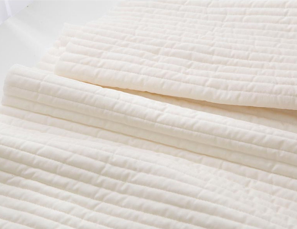 Double Layered, Quilted Padding, Washed Cotton Fabric in White and ...