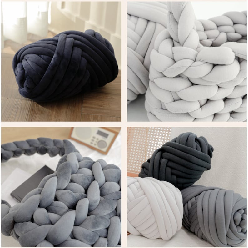 1KG Jumbo Velvet Yarn, Giant Chunky Tube, Arm Knitting, Hand Knitting, Handmade Blanket 33 ...