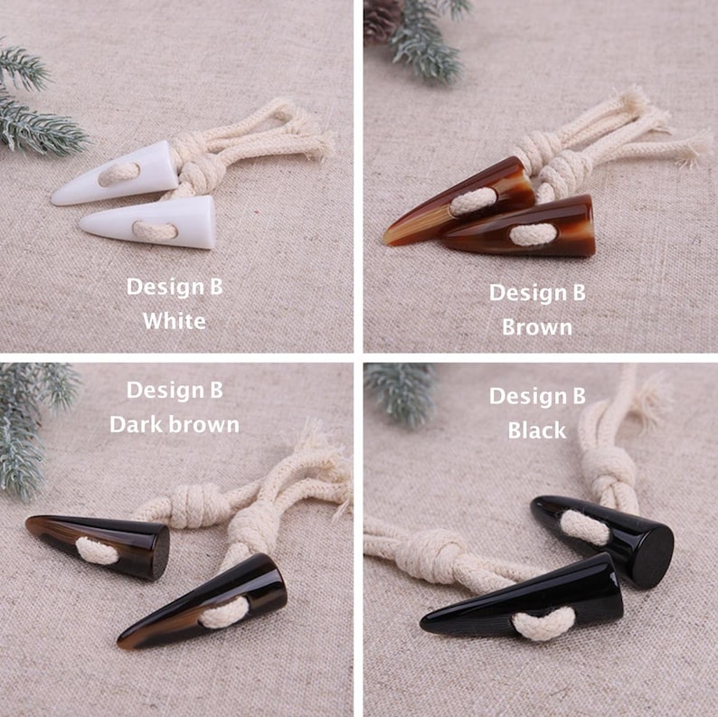 SET OF 4 / Toggle Closures, Duffle Coat Fasteners, Jacket Horn Buttons ...