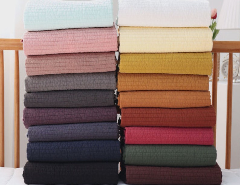 Double Layered, Quilted Padding, Washed Cotton Fabric in 16 Colours ...