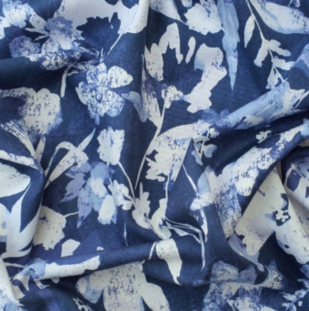 By Yard, Hobby Lobby Fabrics, Blue Floral Design, 100% Oxford Cotton - Etsy