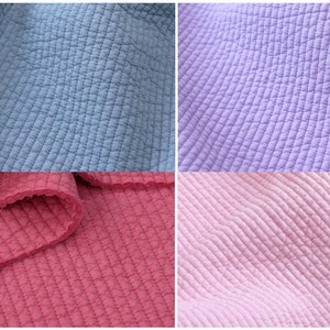Double Layered, Quilted Padding, Washed Cotton Fabric in 30 Colours ...