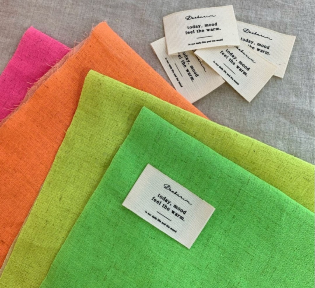 Natural LINEN FABRIC, Neon Pink, Green & Yellow Colours, by Yard - Etsy