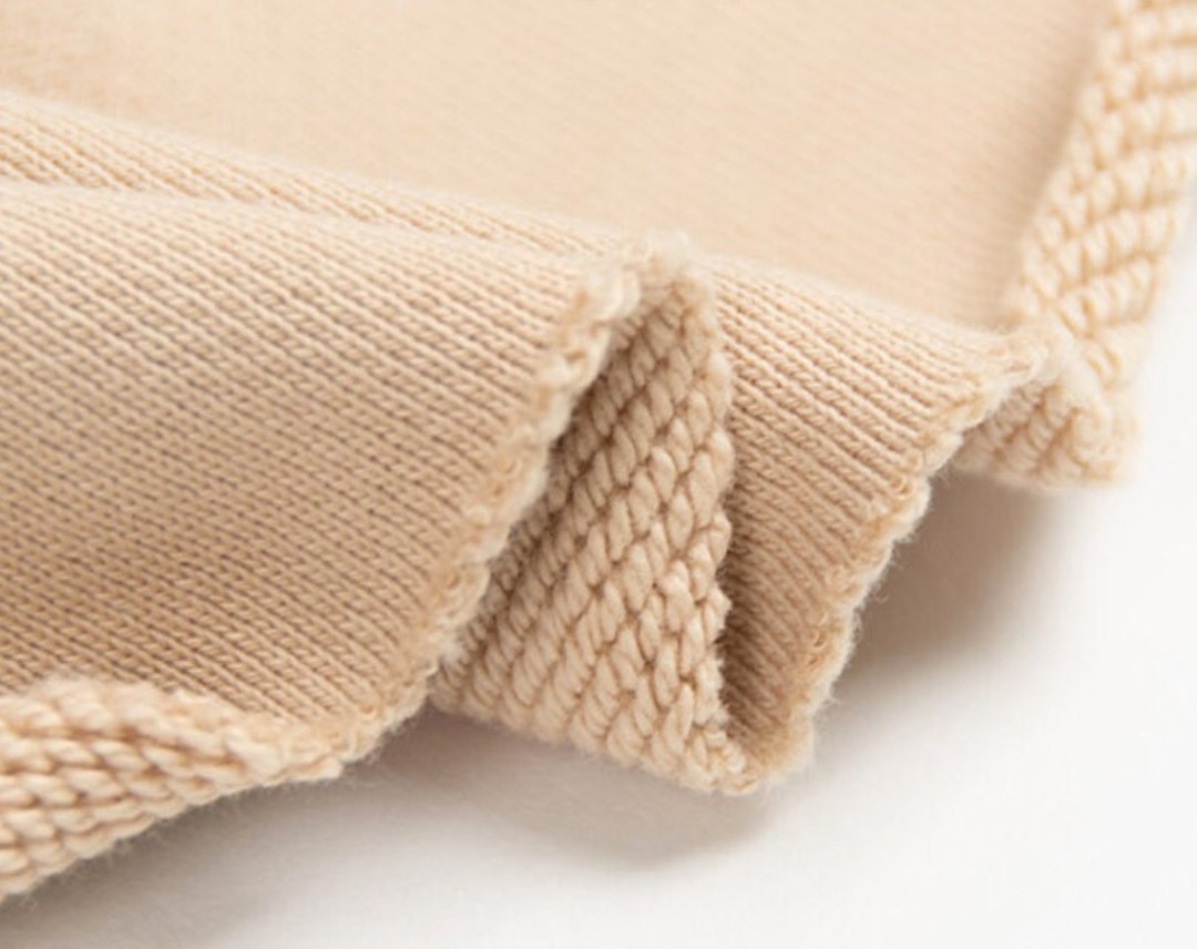 FRENCH TERRY JERSEY, Cotton Knit by Yard, Stretchy Cotton Fabric, Beige ...