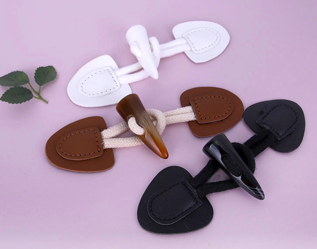 SET OF 4 / Toggle Closures, Duffle Coat Fasteners, Jacket Horn Buttons ...
