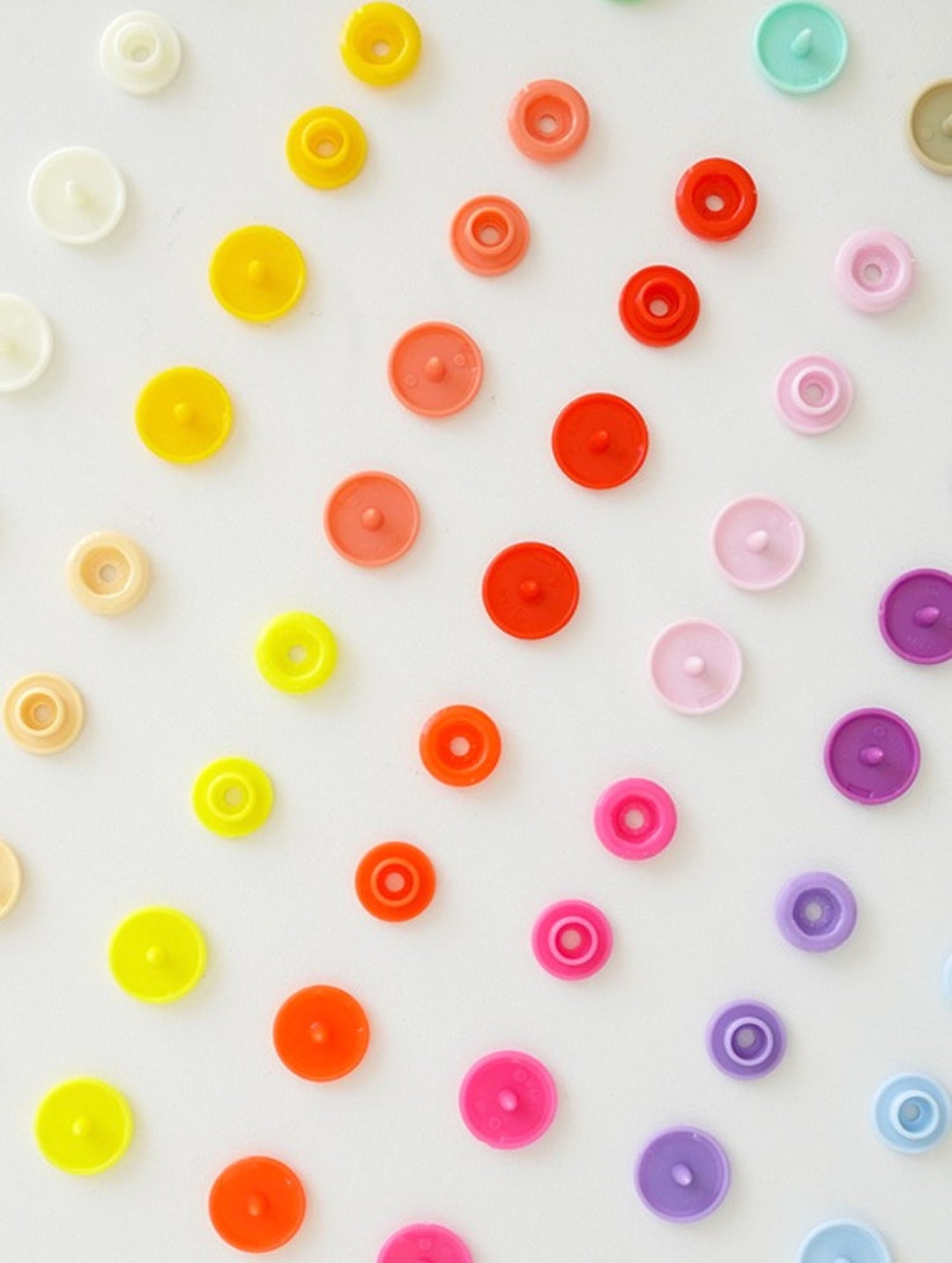 SET OF 10 Snap Buttons Solid 24 Colours Prong Press Button Fasteners ...