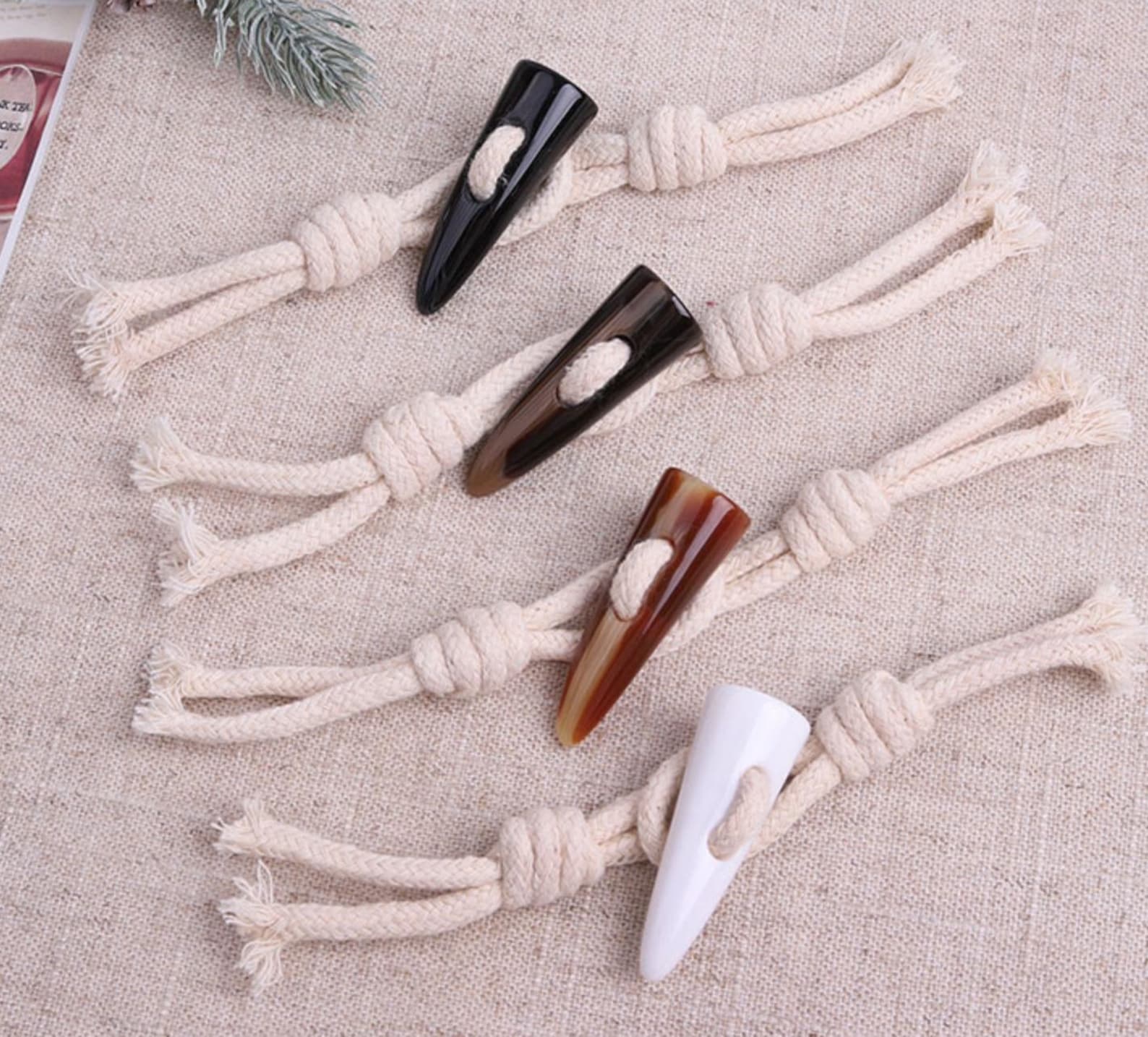 SET OF 4 / Toggle Closures, Duffle Coat Fasteners, Jacket Horn Buttons ...