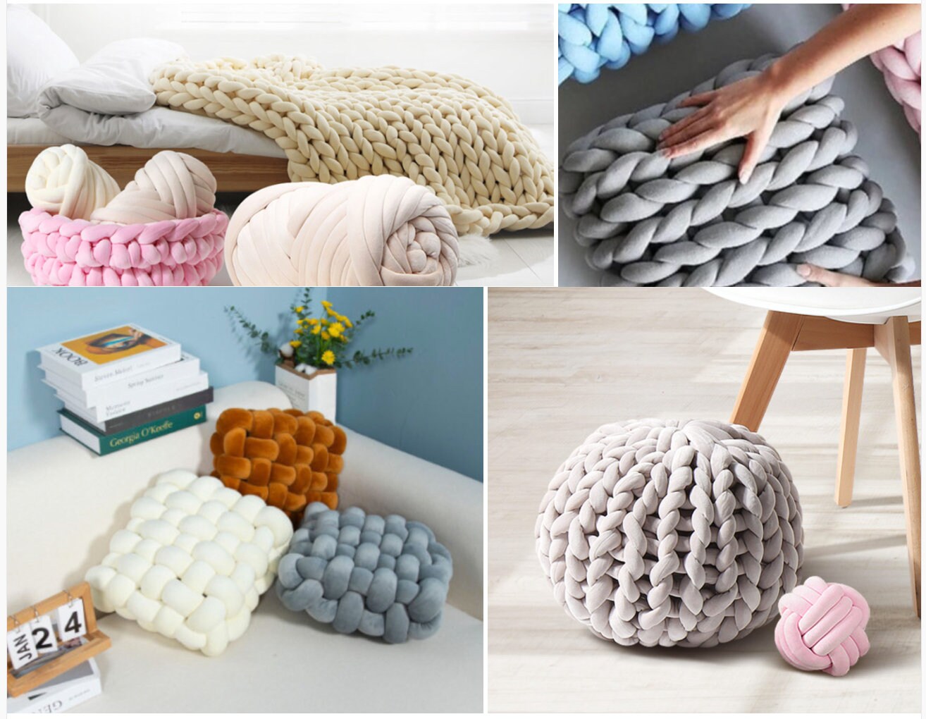 1KG Jumbo Velvet Yarn, Giant Chunky Tube, Arm Knitting, Hand Knitting, Handmade Blanket 33 ...