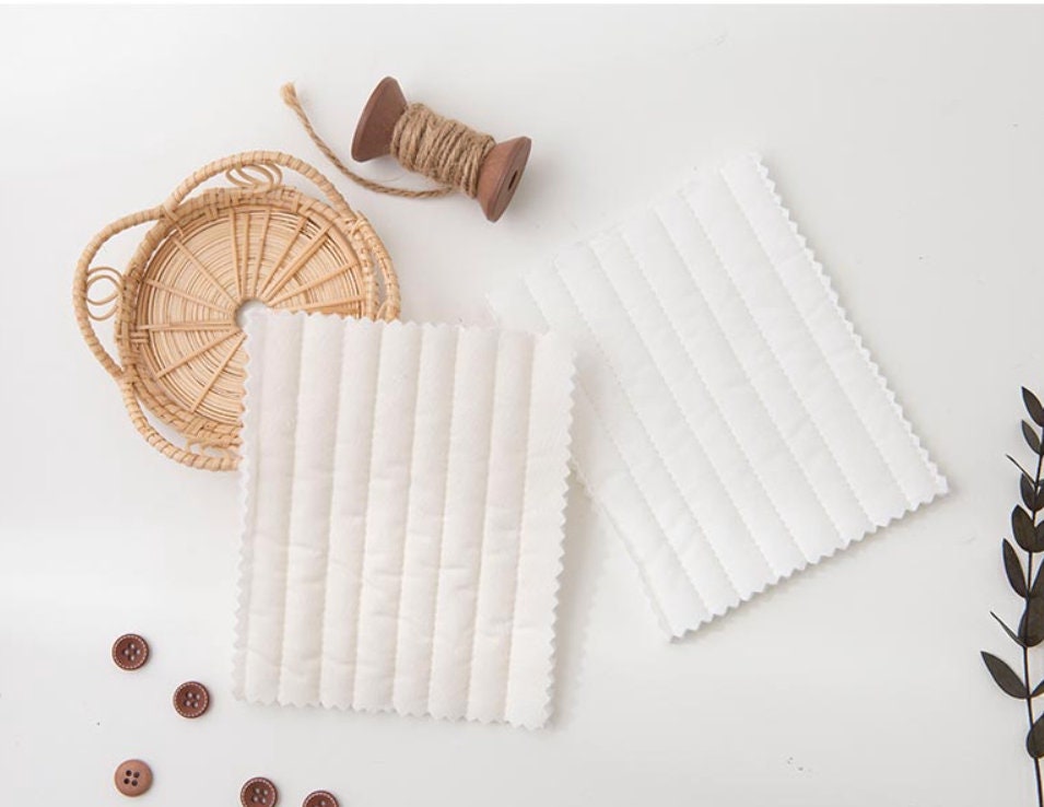 Double Layered, Quilted Padding, Washed Cotton Fabric in off White and ...