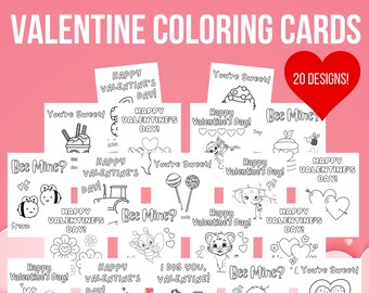 Printable Valentine's Day Coloring Cards, Printable Valentine's Day ...