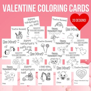 Valentine Coloring Cards, Printable Valentine's Day Cards, Kids ...