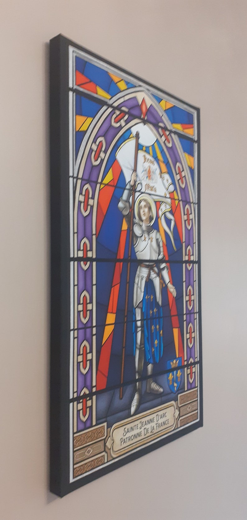Saint Joan of Arc, Patroness of France. Painting in the Form of Stained ...