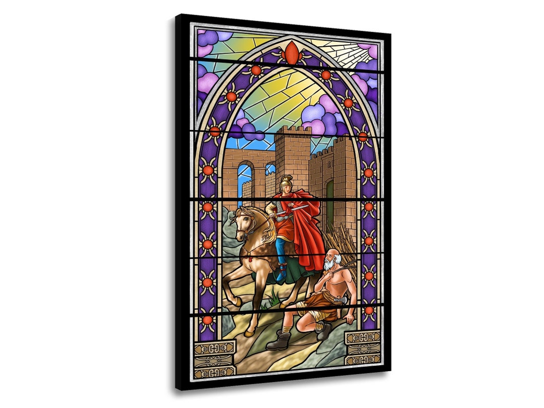 Saint Martin Stained Glass Wall Art, Christian Patron Saint Painting ...
