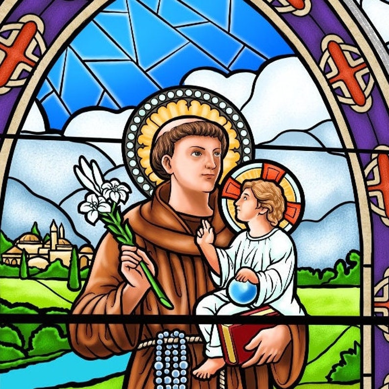 Saint Anthony Padua Stained Glass Wall Art, St Anthony Christian ...