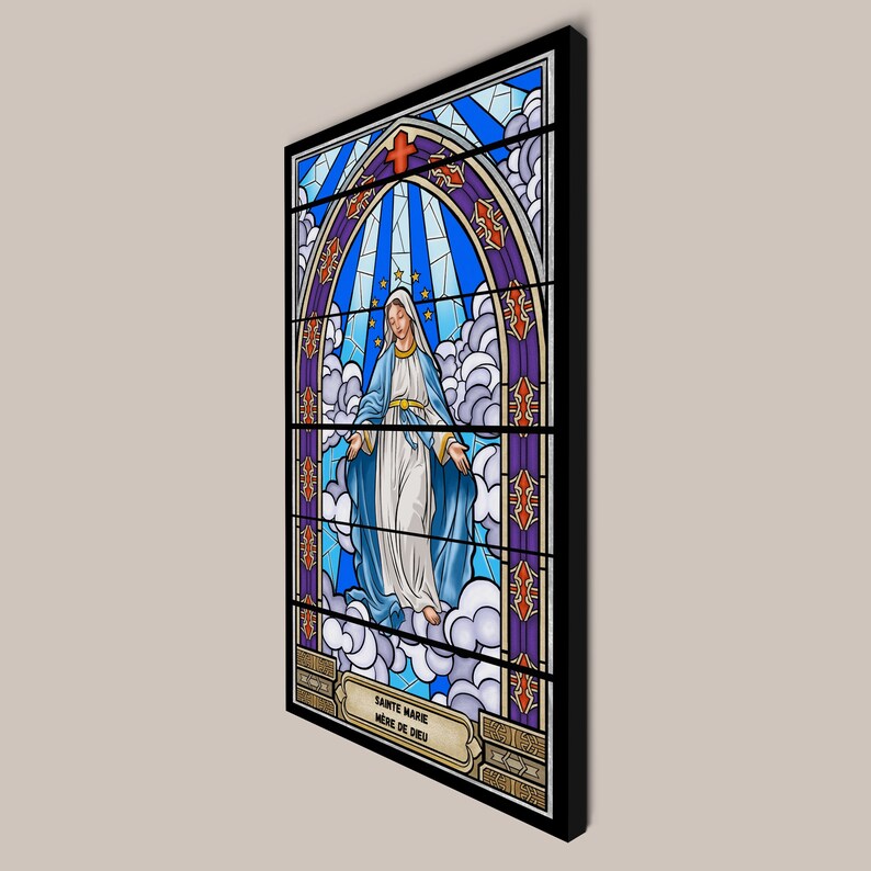 Virgin Mary Stained Glass Wall Art, Jesus Christian Glass Painting ...