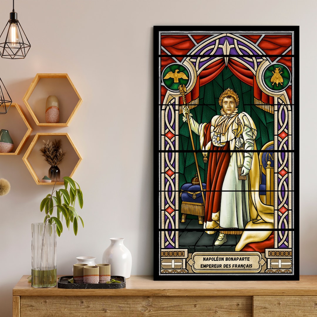 Napoleon Bonaparte Stained Glass Wall Art, French History Canvas ...