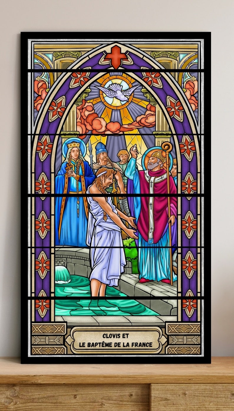 The Baptism of Clovis, Stained Glass Wall Art, Religious Decoration ...