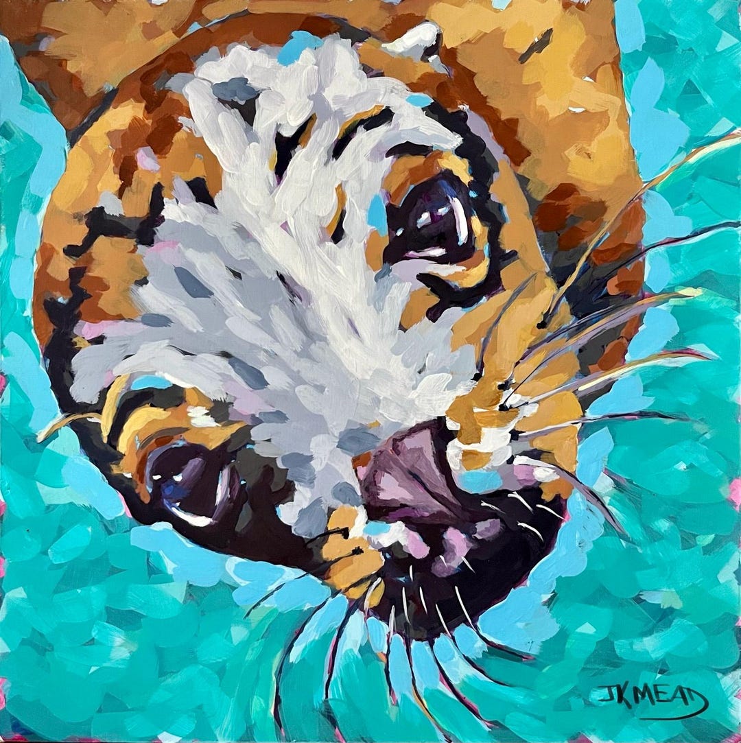 Silly Sealion - Handmade ORIGINAL Acrylic Painting on Hardboard, 12 X ...