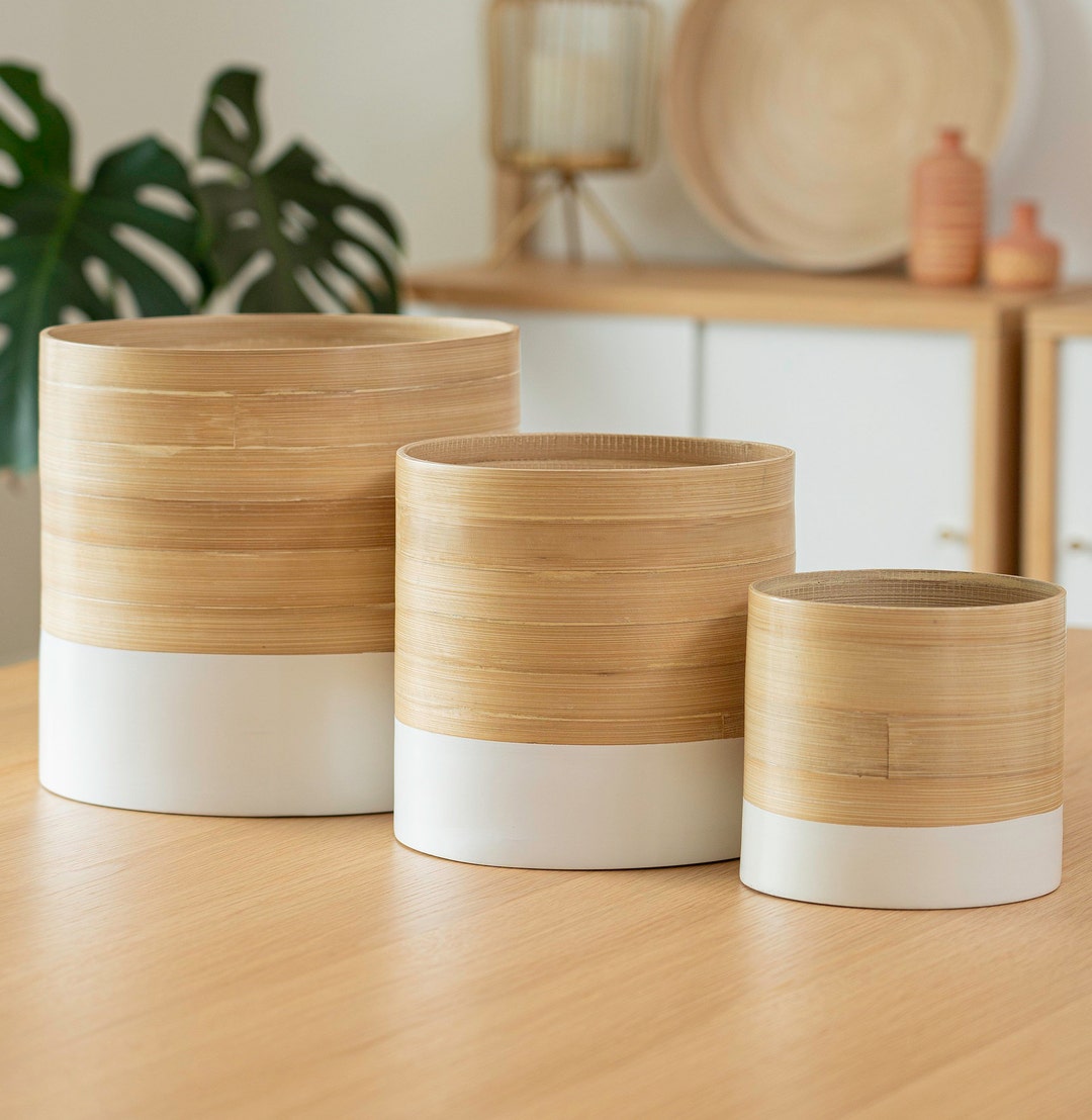Spun Bamboo Plant Pot: Modern Indoor Planter, Boho Decor - Etsy