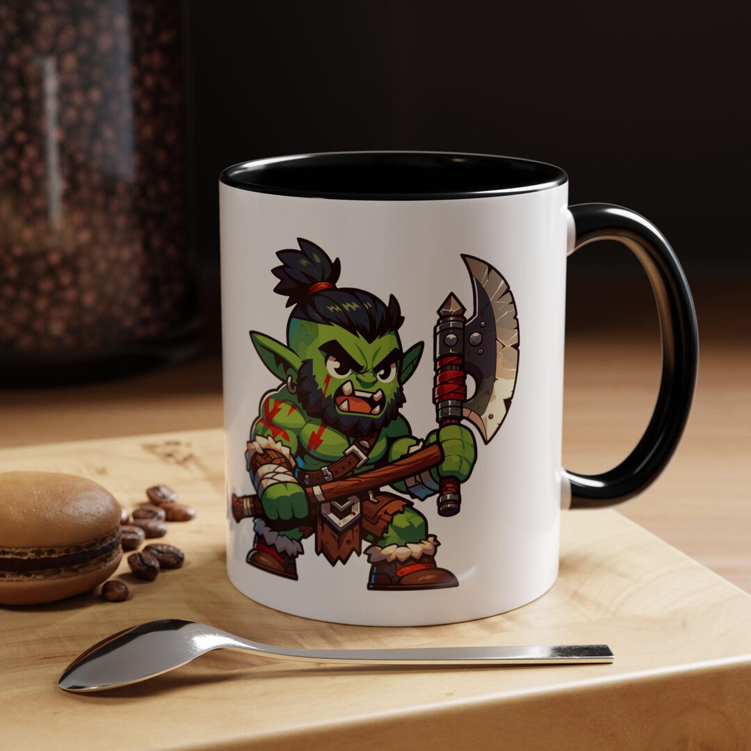 Orc Barbarian DND Coffee Mug, Character Class Minimal Design Cup, 11oz ...