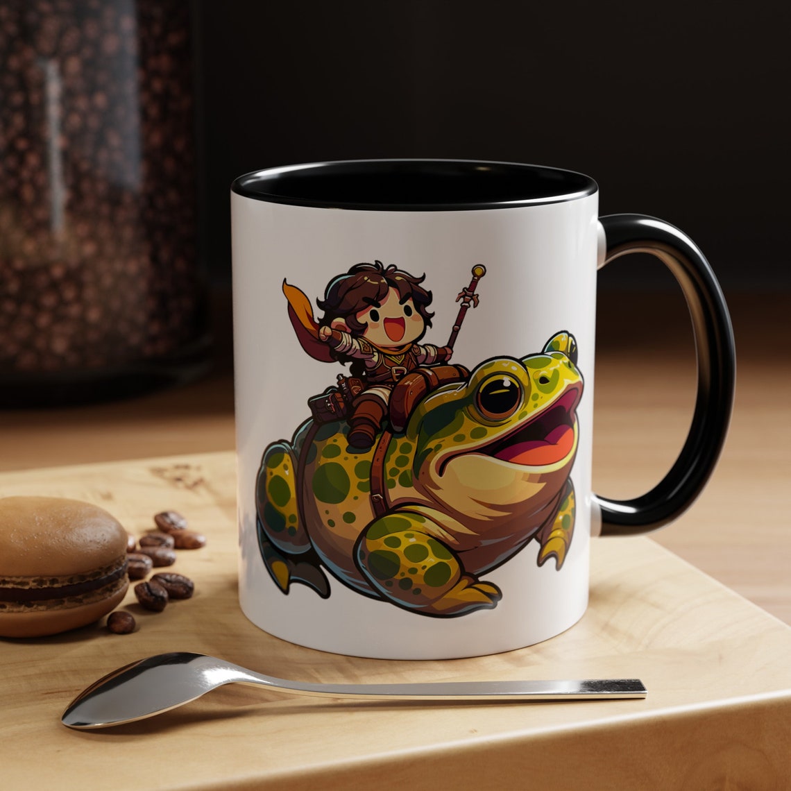 Giant Toad Mount Character Coffee 11 Oz Mug, DND Character Mug, Minimal ...