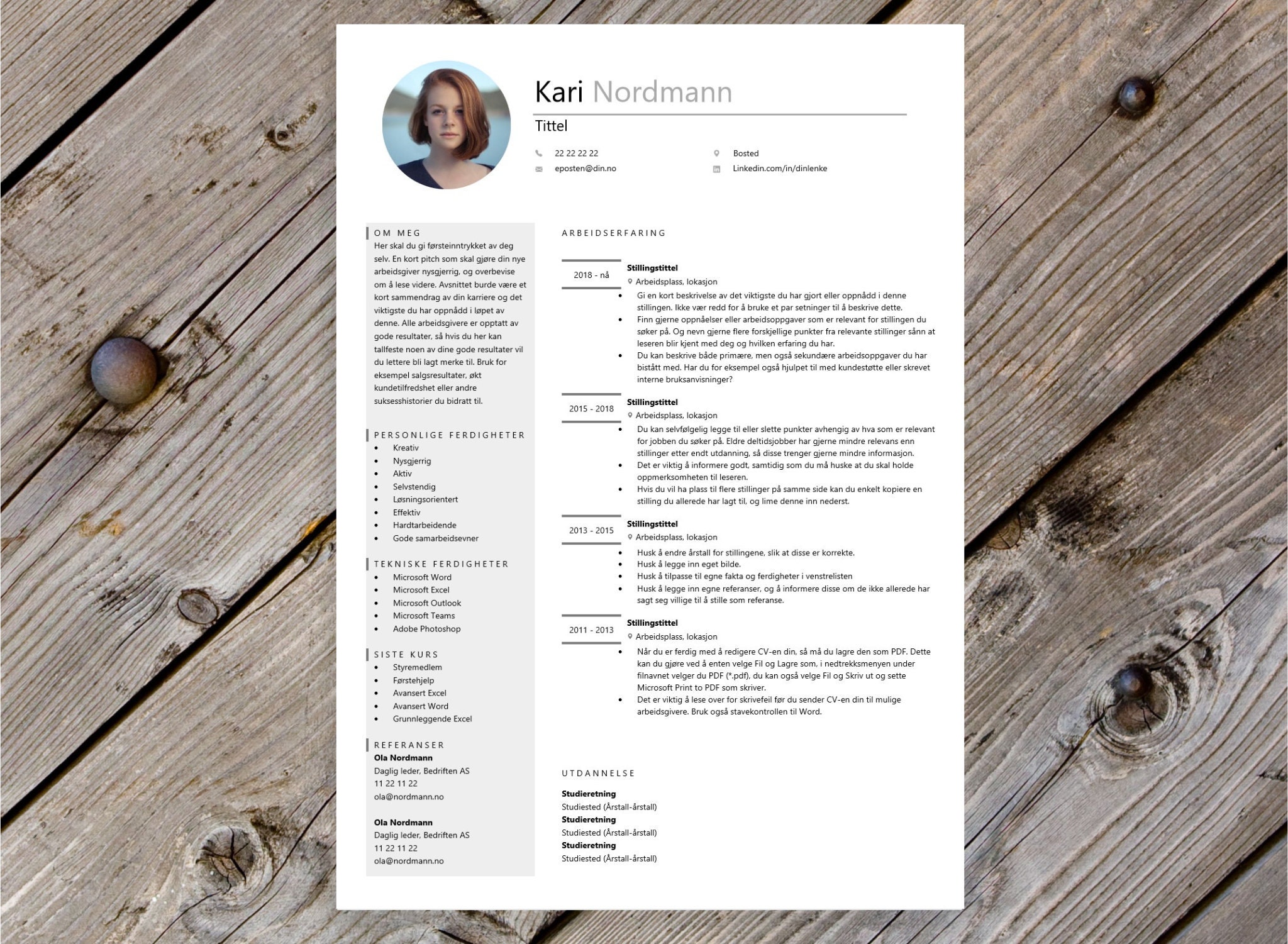 Norsk A4 Cv-mal for Microsoft Word - Etsy