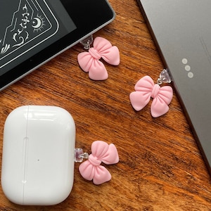 Pink Bow Kindle Charm: Personalized E-reader Dust Plug - Etsy