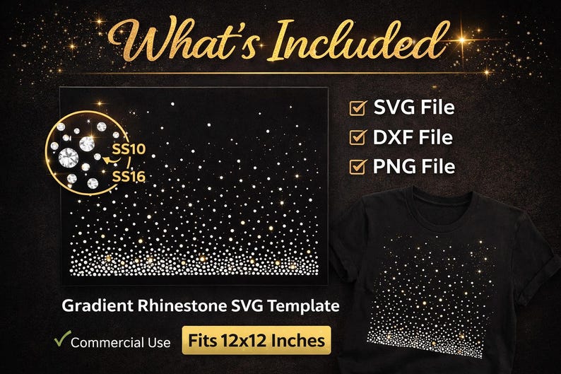 Gradient Rhinestone Template SVG, SS10 SS16 Scatter Bling Pattern Spray ...