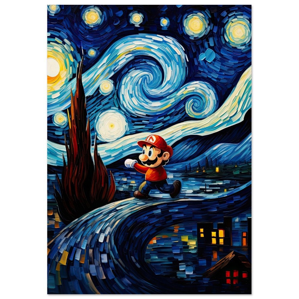 Super Mario Bros, Starry Night - Etsy