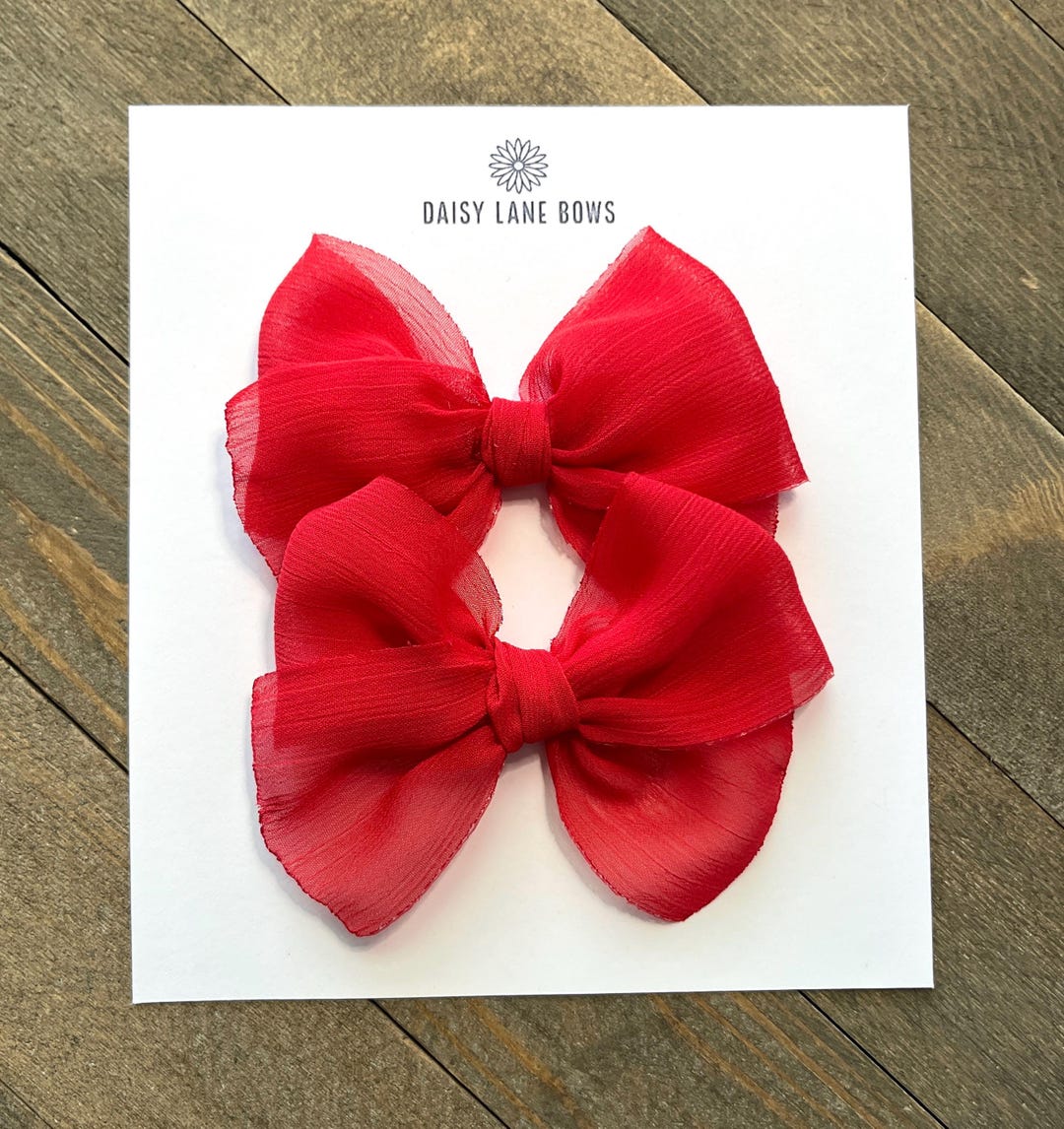 Red Sheer Bows: Toddler Hair Clip Set - Etsy