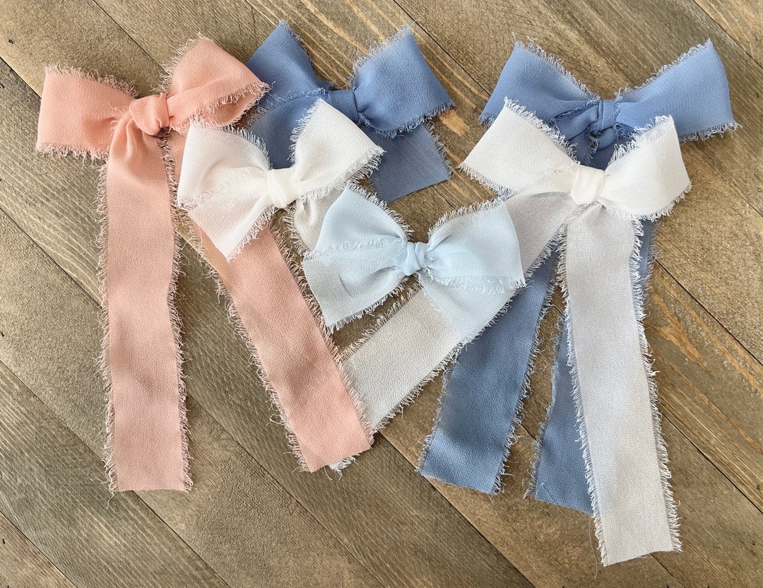 Soft Chiffon Bows - Baptism - Long Tail Bows - Blessing - Rust - Dusty ...