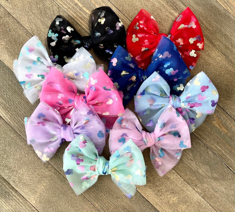 Mickey Mouse Tulle Bows in 10 Colors Disney Bows - Etsy