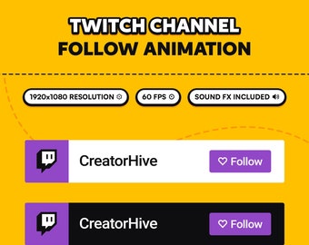 Twitch Animated Follow Button Overlay & Lower Third Digital Channel ...