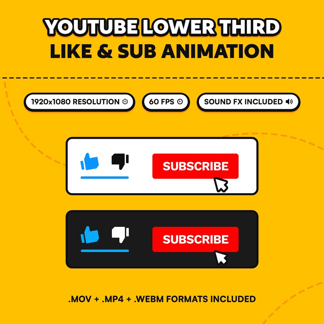 Youtube Like Subscribe Animation, Social Media Overlay, Youtube Button ...