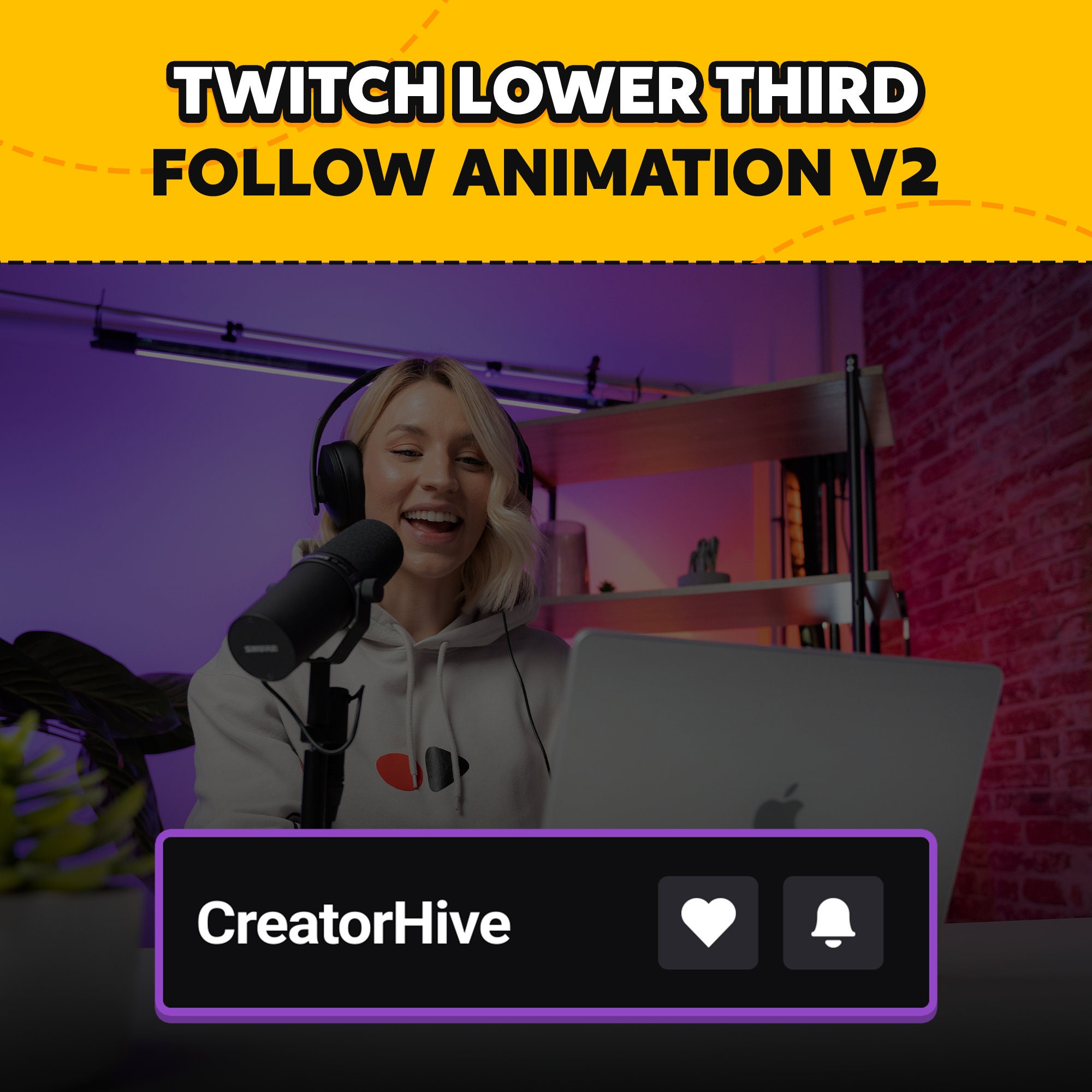 Twitch Channel Lower Third, Social Media Follow Button, Animated Twitch ...