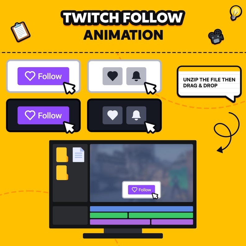 Twitch Channel Follow Animation, Animated Twitch Lower Third, Digital ...