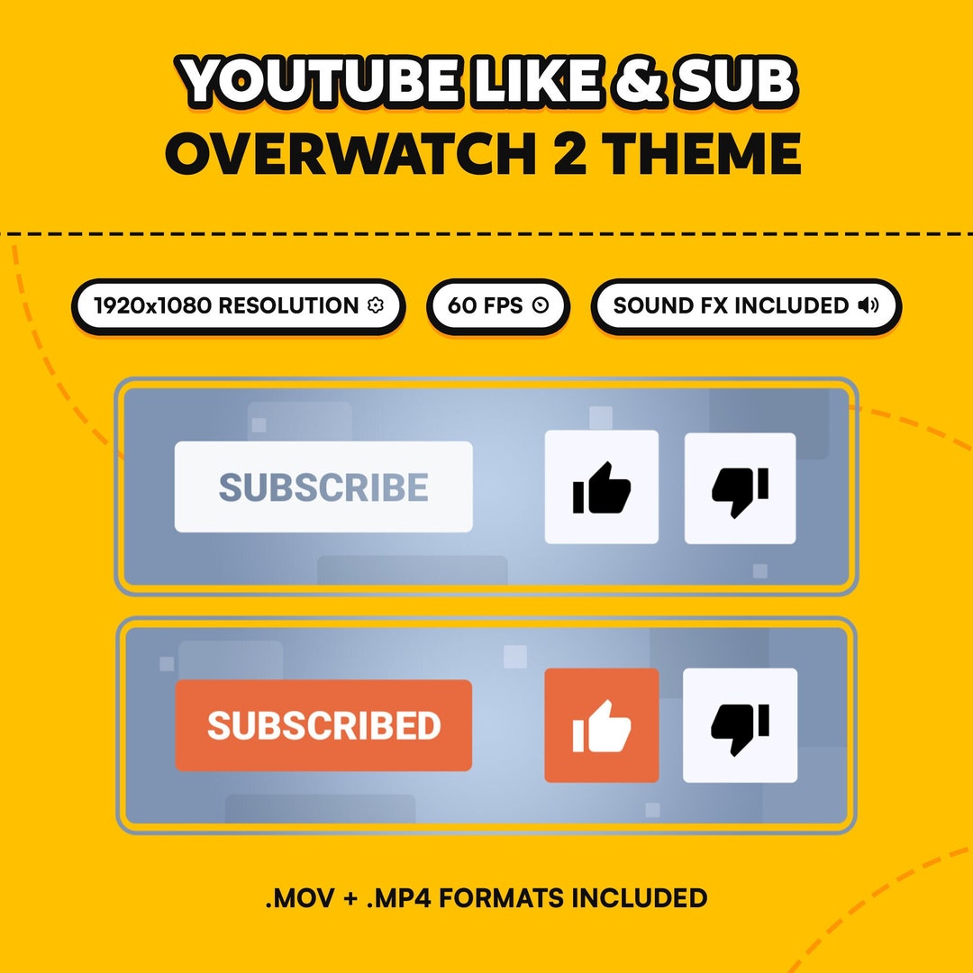 Youtube Subscribe Animation Overwatch, Animated Like Button Overlay, Digital Download - Etsy