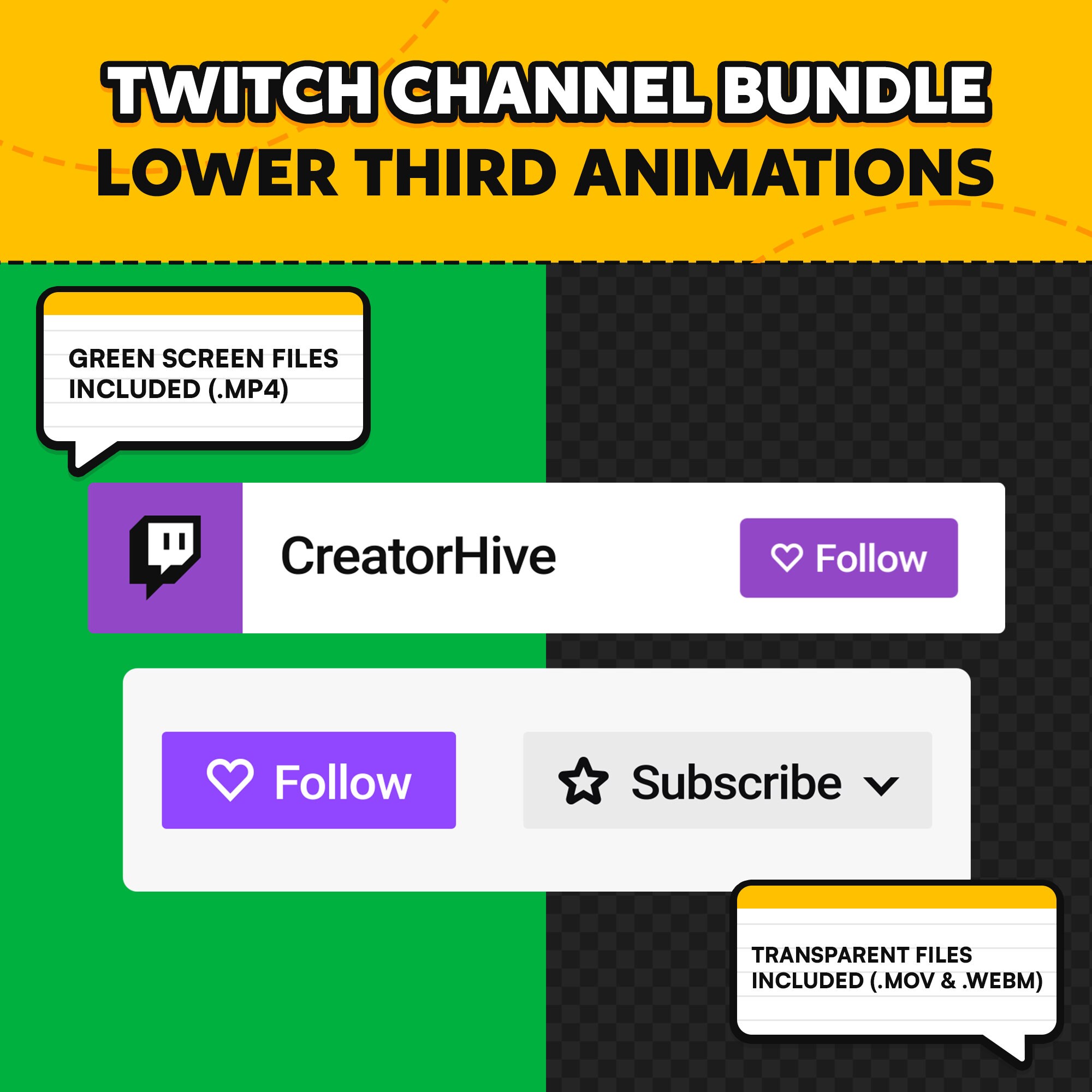 Twitch Follow Subscribe Animations, Social Media Bundle, Digital ...