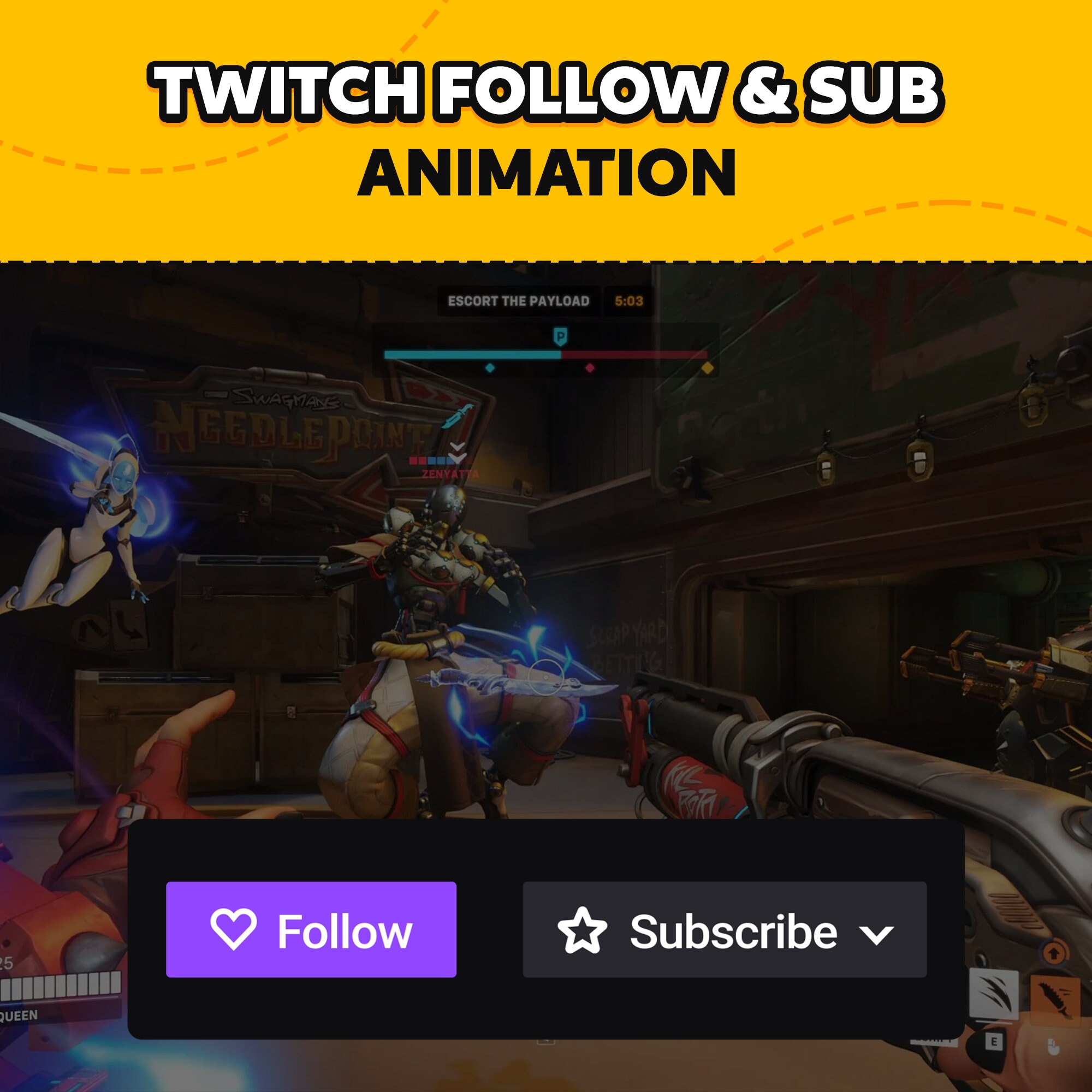 Twitch Channel Subscribe Animation, Custom Follow Overlay for Twitch ...