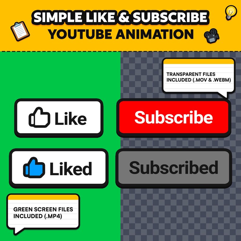 Youtube Like Subscribe Animation: Social Media Overlay (digital Download) - Etsy